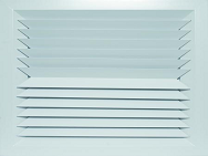 square aluminium 2 way grille complete with neck adaptor and clips